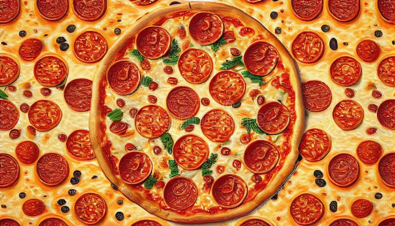 Delicious Juicy Pizza Top View. Al Generated Stock Illustration ...