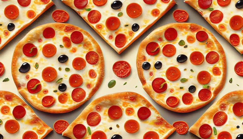 Delicious Juicy Pizza Top View. Al Generated Stock Illustration ...