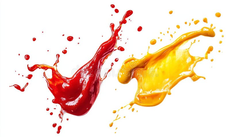 Delicious Ketchup and Mustard Splashes, Cut Out Stock Illustration ...