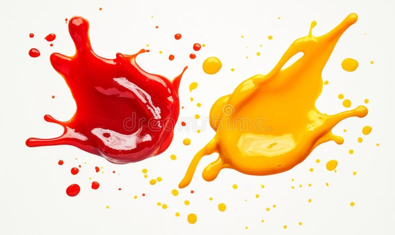Delicious Ketchup and Mustard Splashes, Cut Out Stock Illustration ...