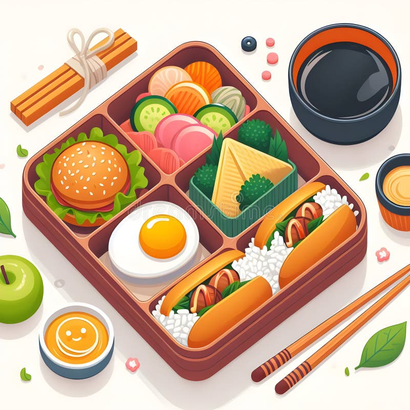 Delicious Kids Lunch Box Menu Stock Illustration - Illustration of ...