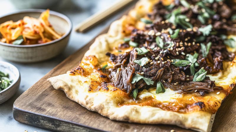 Delicious Korean Bbq Pizza on Thin Crispy Crust with Savory Toppings ...