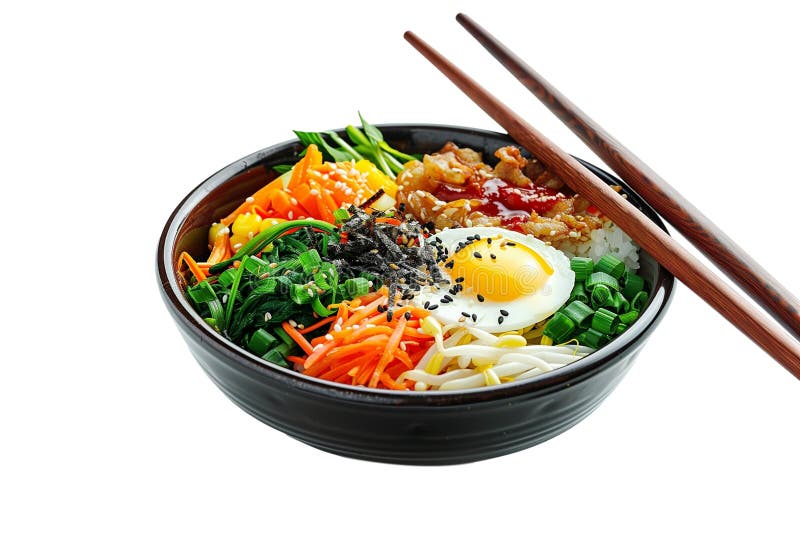 Delicious Korean Bibimbap Dish with Vegetables, Egg, and Chopsticks ...