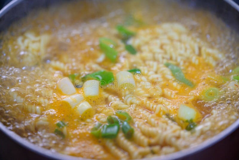 Delicious Korean Instant Ramen Dish Stock Photo - Image of plate ...