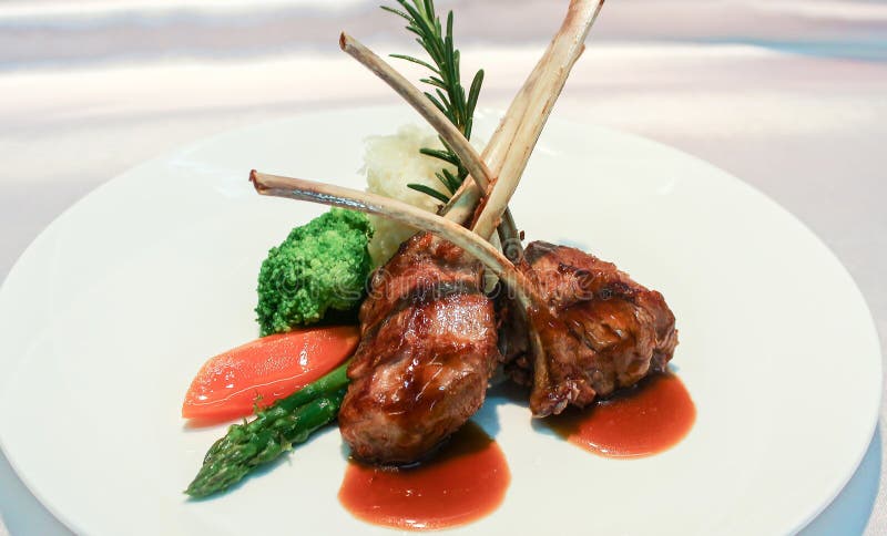 Delicious lamp chops stock photo. Image of beef, plate - 54644364