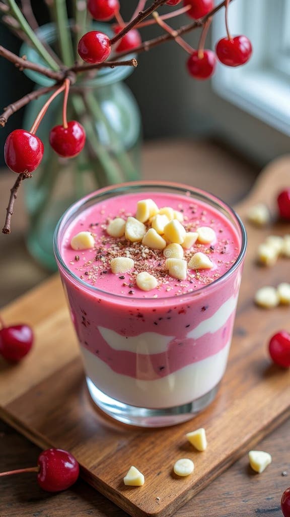 Delicious Layered Cherry and Yogurt Parfait with White Chocolate and ...