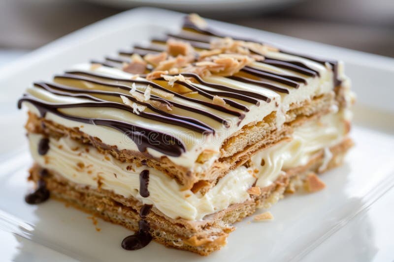 Delicious Layered Dessert with Chocolate Drizzle Stock Illustration ...