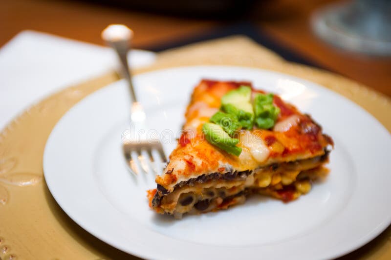 Delicious Layered Enchilada Stock Image - Image of dinner, horizontal ...