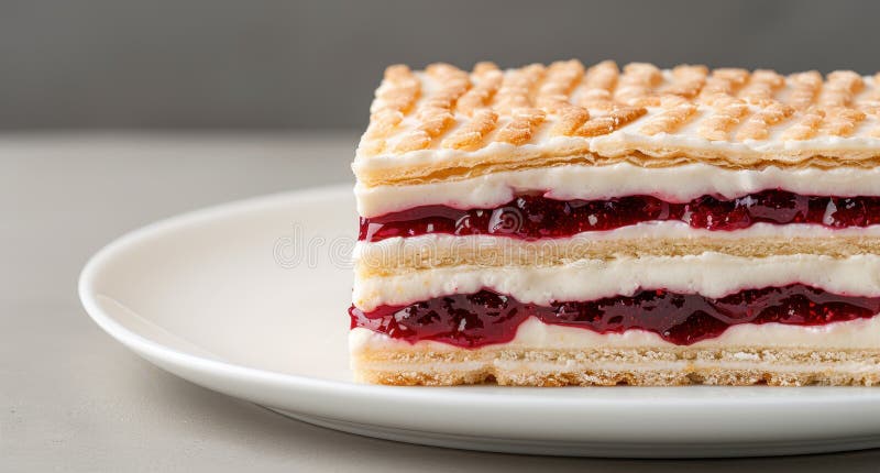 Delicious Layered Pastry Dessert with Berry Filling Stock Illustration ...