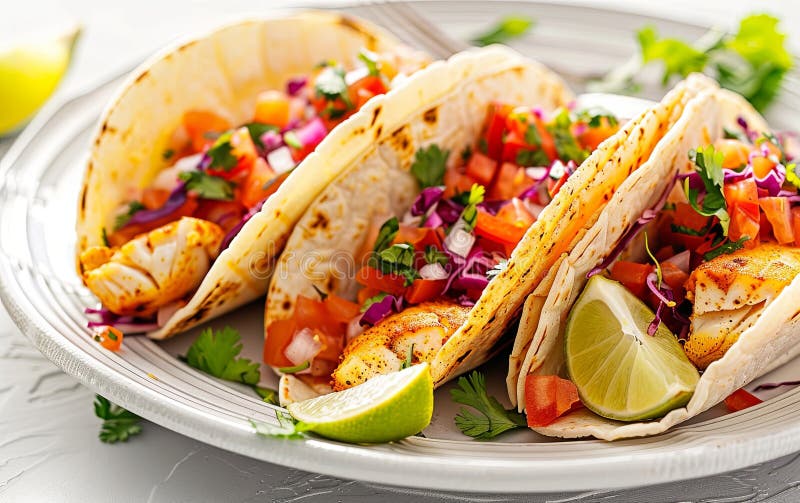 Delicious Leftover Fish Tacos with Shredded Cabbage and Salsa on a ...