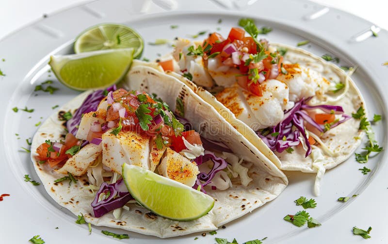 Delicious Leftover Fish Tacos with Shredded Cabbage and Salsa on a ...