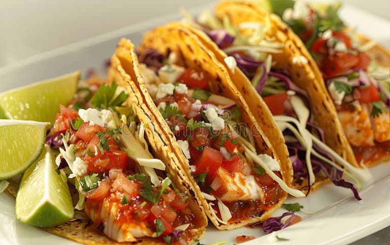 Delicious Leftover Fish Tacos with Shredded Cabbage and Salsa on a ...