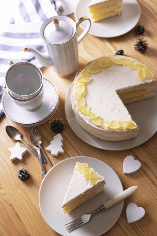 Delicious lemon cake stock image. Image of retro, christmas - 237390919