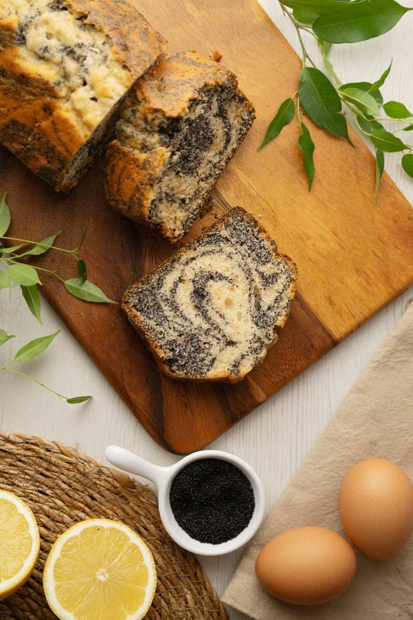 Delicious Lemon and Poppy Seed Cake. Stock Image - Image of snack ...