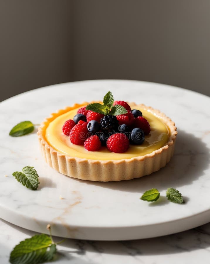 Delicious Lemon Tart Topped with Fresh Berries Stock Photo - Image of ...