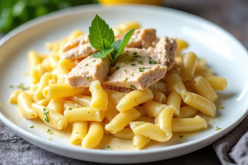 Delicious Lemon Tuna Pasta Dish with Fresh Ingredients Stock ...
