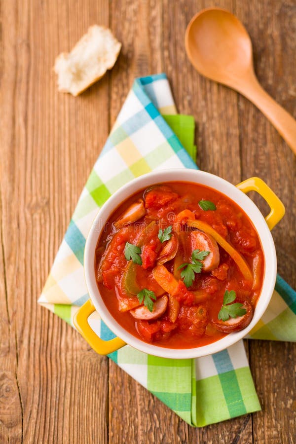 Delicious Letcho with Fresh Vegetables, Served in a Yellow Pot with the ...