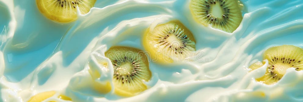 Delicious Light Yellow Milk with Sliced Yellow Kiwi Creating Beautiful ...
