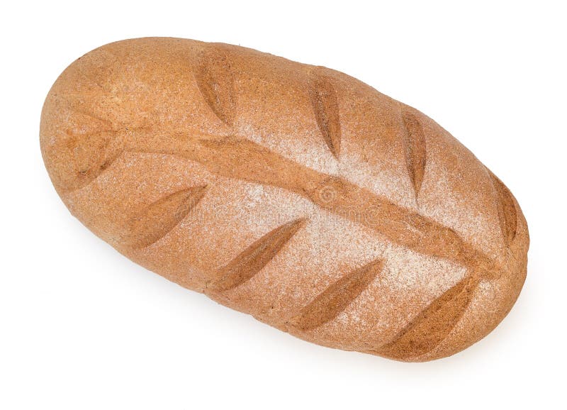 Delicious Loaf of Bread Top View, Isolated on a White Background Stock ...