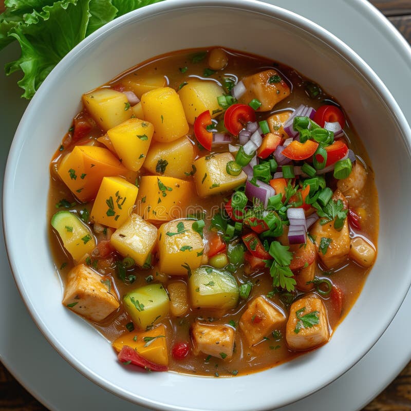 Delicious Locro Soup Cake in a Plate Stock Illustration - Illustration ...