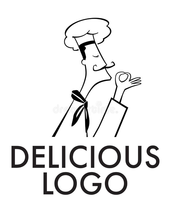 Delicious Logo. Drawn Stylish Chef Sign Stock Vector - Illustration of ...