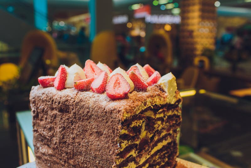 Delicious Looking Cake with Decorated with Strawberries. Stock Image ...