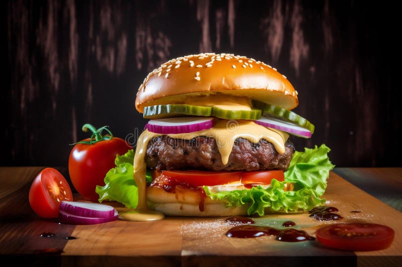 A Delicious Looking Hamburger, Suitable for Advertising. Generative AI ...