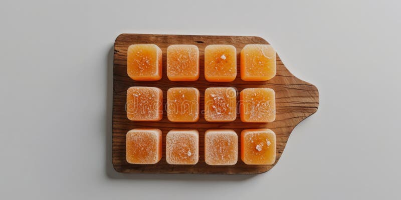 Delicious Looking Orange Marmalade Candy Squares Rest on a Wood Board ...