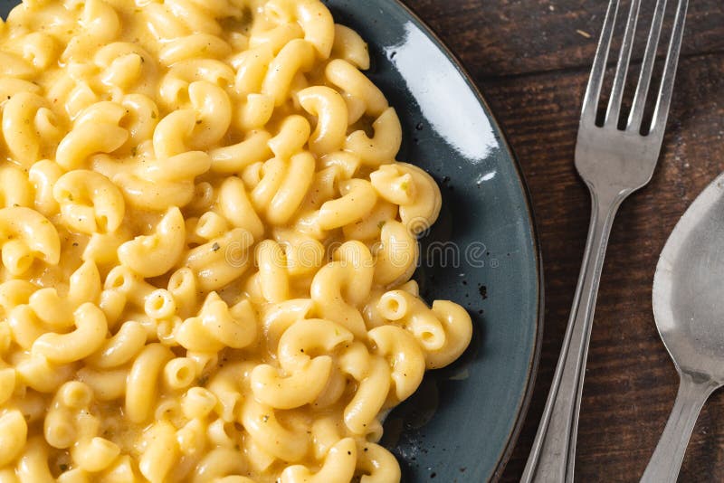 Delicious Mac N Cheese or Macaroni and Cheese on a Black Porcelain ...