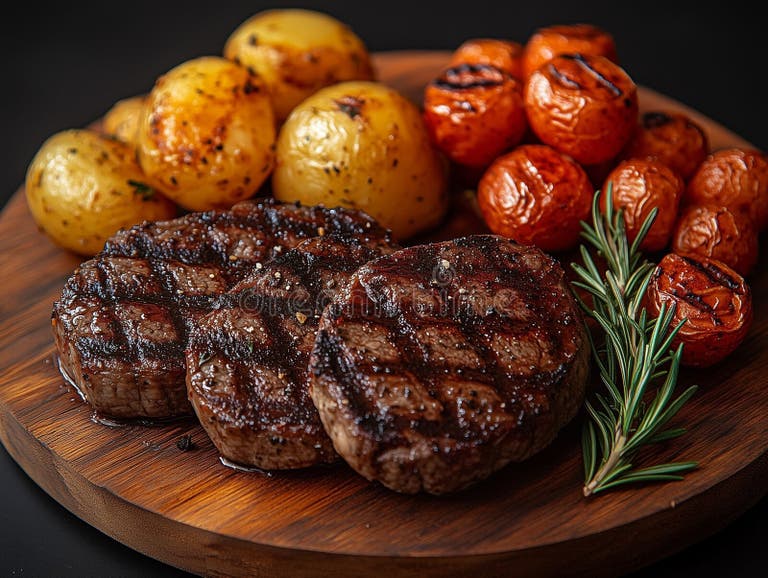 Delicious Main Course with Rosemary Garnish Stock Image - Image of ...