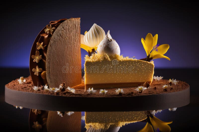 Delicious Mango Dessert with Chocolate Decorations and Whipped Cream on ...