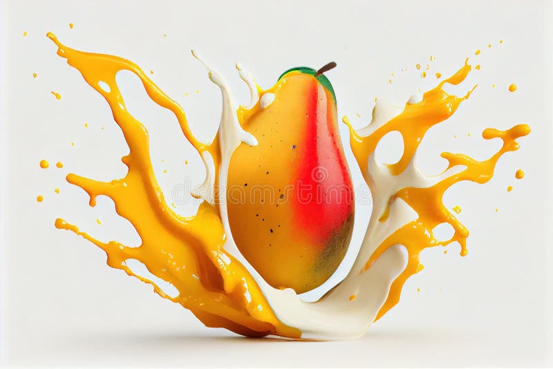 Delicious Mango Dripping in Mango Juice and Splashed on White ...
