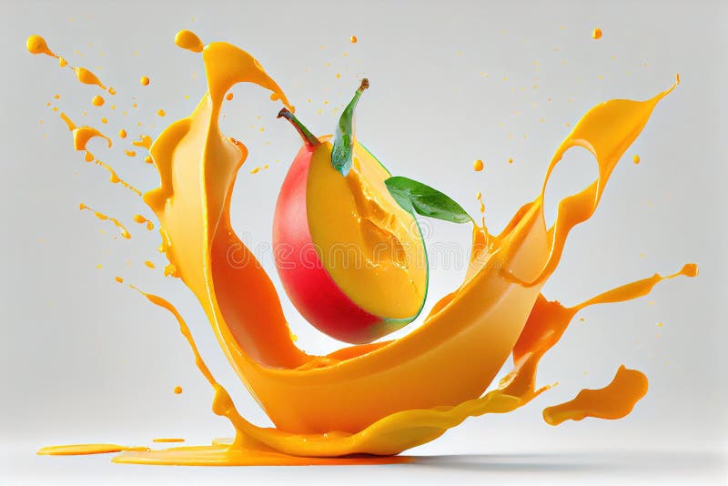 Delicious Mango Dripping in Mango Juice and Splashed on White ...