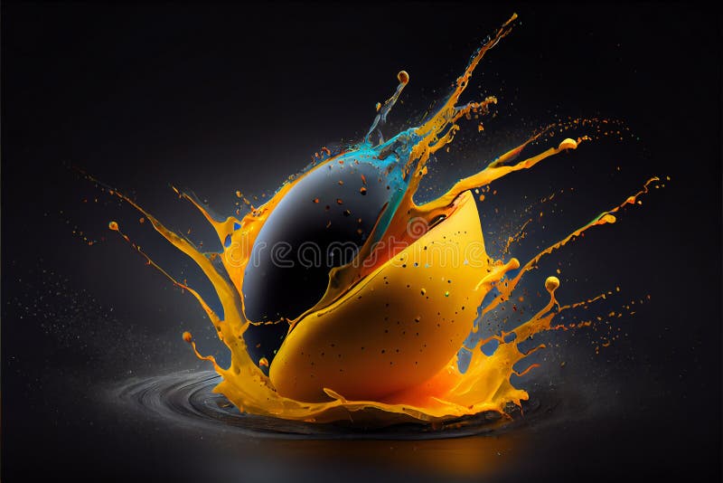 Delicious Mango Dripping in Mango Juice and Splashed on White ...