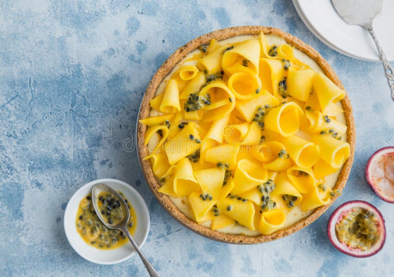 Delicious Mango and Passion Fruit Cheesecake Stock Photo - Image of ...