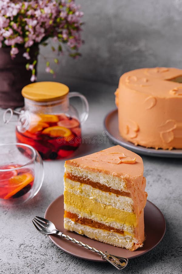 Delicious Mango and Passion Fruit Mousse Cake Stock Photo - Image of ...