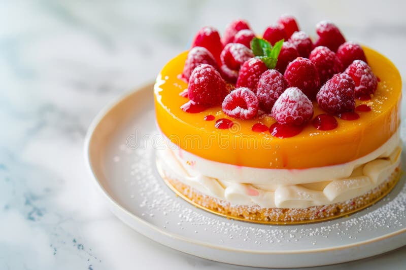 Delicious Mango Raspberry Mousse Cake. Generative AI Stock Image ...