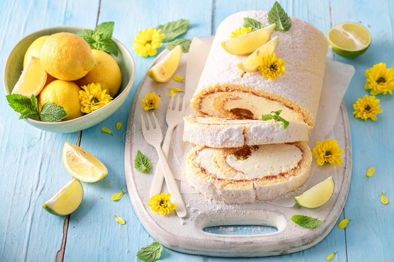 Delicious Mango Swiss Roulade Made Citrus Fruit Stock Photos - Free ...