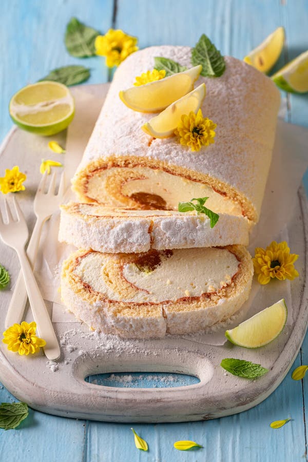Delicious Mango Swiss Roulade Made of Tropical Fruit Stock Image ...