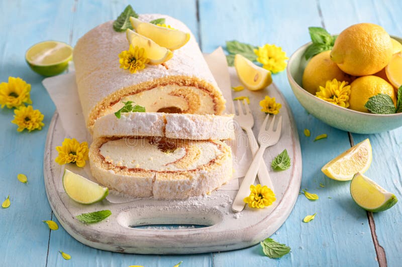 Delicious Mango Swiss Roulade Served As Spring Dessert Stock Image ...