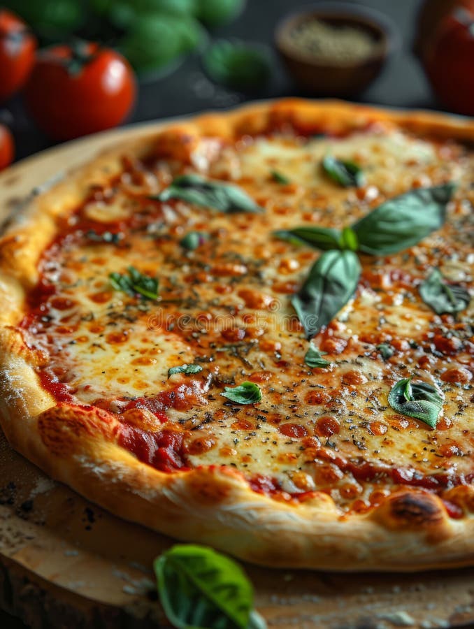 A Delicious Margherita Pizza with Fresh Basil and Cheese. Stock Image ...