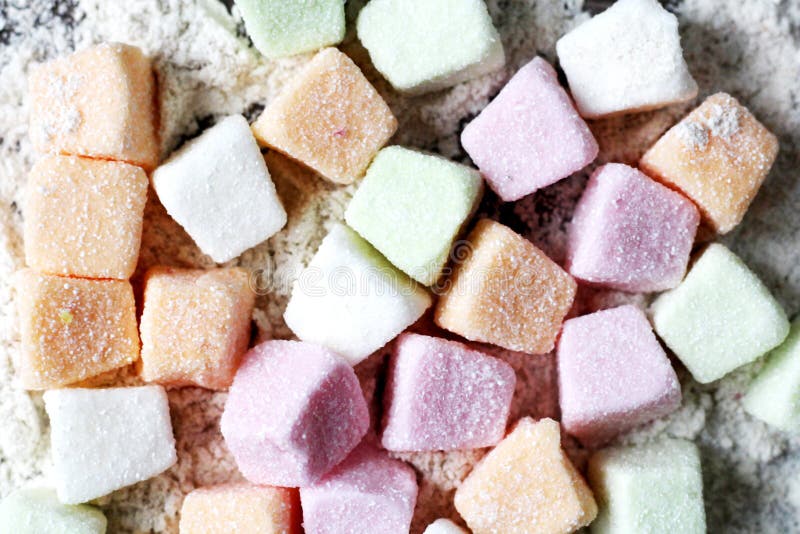 Delicious Marshmallow of Different Colors Top View Stock Photo - Image ...