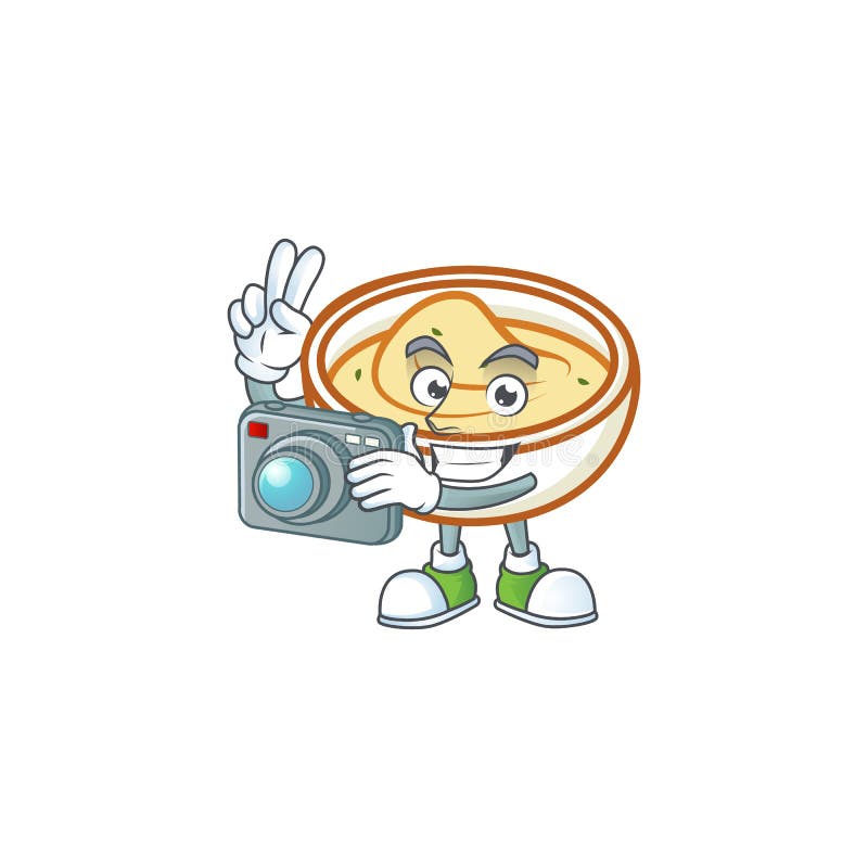 Delicious Mashed Potatoes with Photographer Mascot Character Stock ...