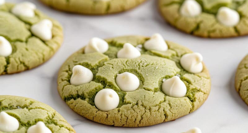 Delicious Matcha Green Tea Cookies with White Chocolate Chips Stock ...