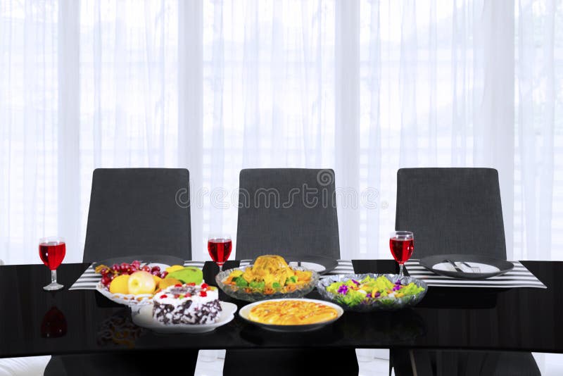 Delicious Meals Served on the Dining Table Stock Photo - Image of ...