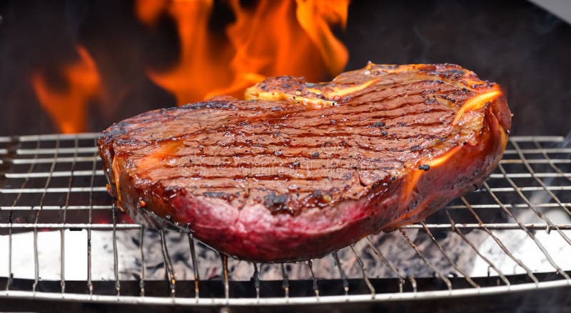 Delicious Meat Roasted on a Spit with Fire Stock Illustration ...