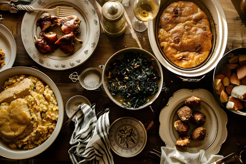 A Delicious Medieval Feast, Sumptuous Dishes and Drinks Grace the Table ...