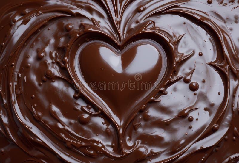 Delicious Melted Chocolate with Heart Shape Stock Illustration ...