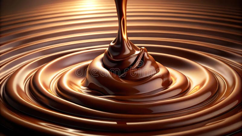 Delicious Melted Chocolate Swirling into a Rich Brown Pool. Generative ...