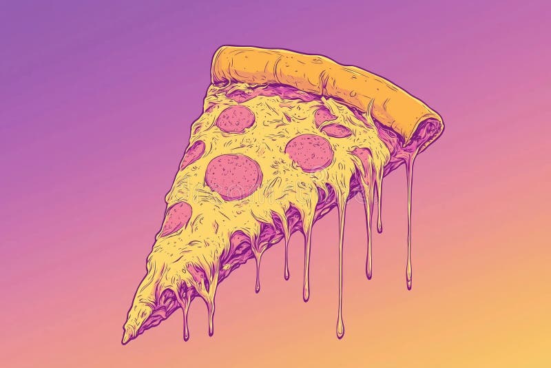Delicious Pepperoni Pizza Slice Melted Cheese Gradient Background Stock ...